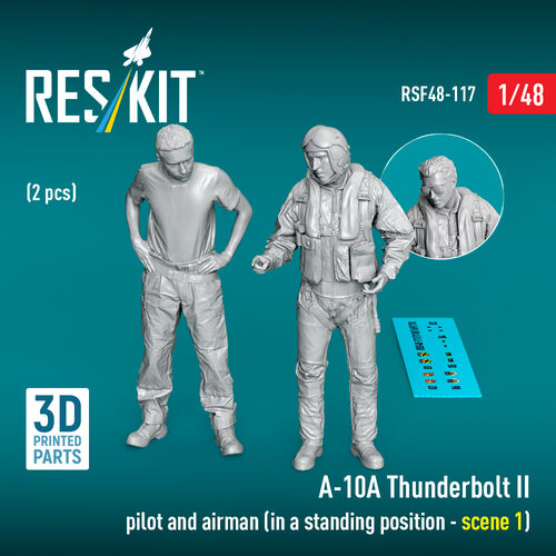 RES/KIT F48-0117 Fairchild A-10 A Thunderbolt II - Pilot and Airman in Standing Position Scene 1 (2 Figures/ 3D-Printed)