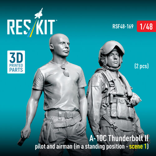 RES/KIT F48-0169 Fairchild A-10 C Thunderbolt II - Pilot and Airman in Standing Position Scene 1 (2 Figures / 3D-Printed)