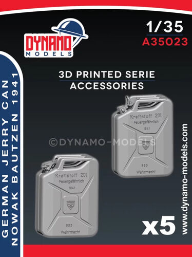 Dynamo-Models A35023 German WWII Jerry Can - Nowak Bautzen 1941 (5x open cap & 5x closed cap / 3D-Printed)
