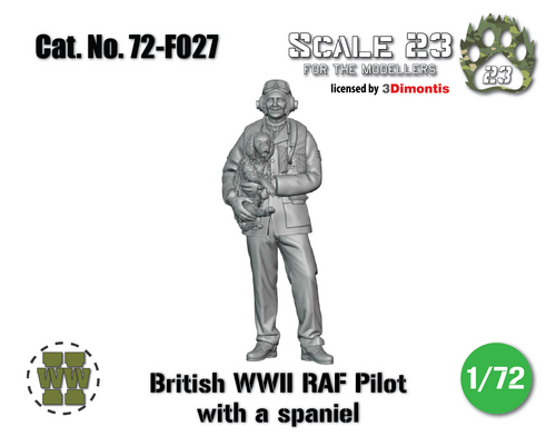 Scale23 72-F027 British WWII RAF Pilot with a Spaniel (3D-Printed)