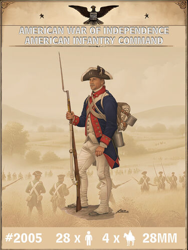Hat 2005 American War of Independece - American Infantry Command (28 Figures)