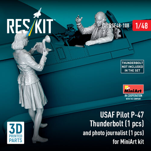 RES/KIT F48-0108 P-47 Thunderbolt USAF Pilot and Photo Journalist - 3D-Printed (2 Figures / for MiniArt Kits)