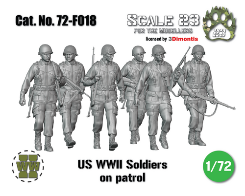 Scale23 72-F018 US WWII Soldiers on Patrol (3D-Printed)
