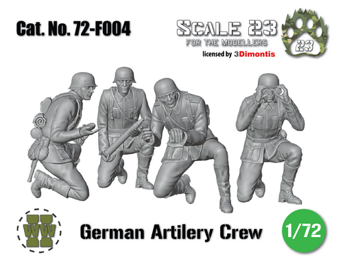 Scale23 72-F004 German WWII Artillery Crew (3D-Printed)