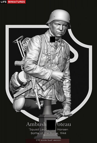 NEW! Life Miniatures B031 Ambush at Poteau - Squad Leader Bust KG Hansen (Battle of The Bulge 1944)
