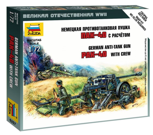 Zvezda 6257 German Anti Tank Gun PAK-40 with Crew
