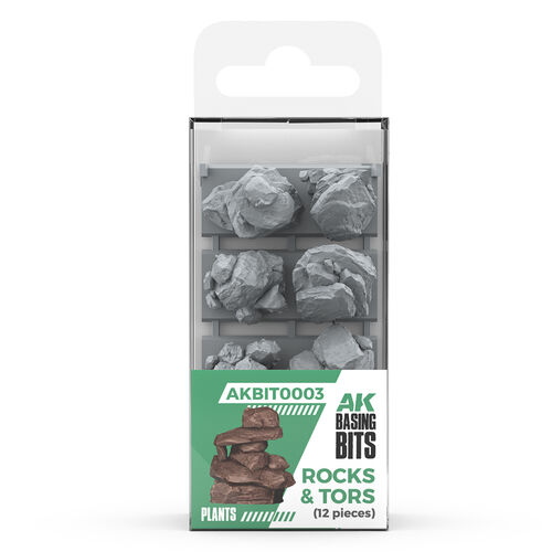 NEW! AK-Interactive AKBIT0003 Rocks & Tors - Basing Bits (3D-Printed / 12 pcs)