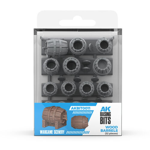 NEW! AK-Interactive AKBIT0011 Wooden Barrels - Basing Bits (3D-Printed / 32 pcs)