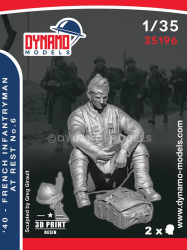 NEW! Dynamo-Models 35196 French 1940 Infantryman at Rest No.6 (3D-Printed)