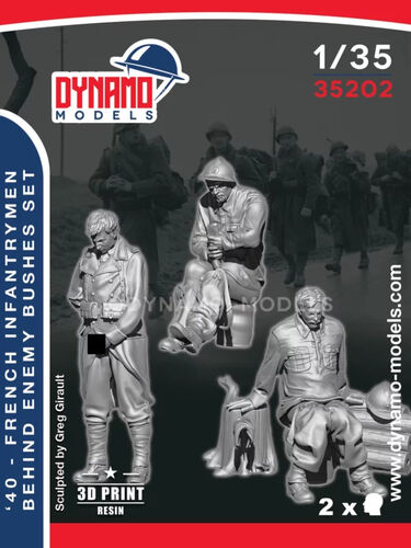 Dynamo-Models 35202 French 1940 Infantryman - Behind The Enemy Bushes Set (3 Figures / 3D-Printed)