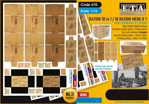 ETA DIORAMA ACCESSORIES 470 US Ration 10 in 1 - 10 Ration Menu