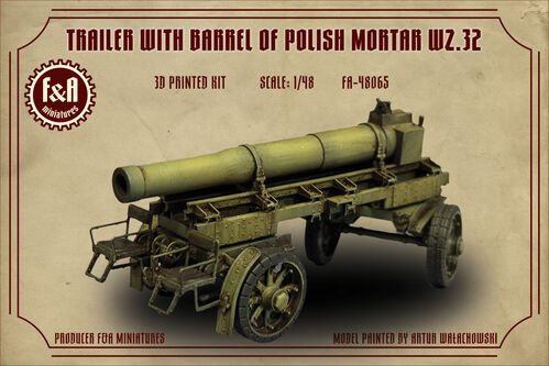 F&A Miniatures 48065 Przyczepa z Lufą od Moździerza wz.32 220 mm (3D-Printed)