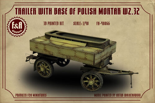F&A Miniatures 48066 Przyczepa z Podstawą od Moździerza wz.32 220 mm (3D-Printed)