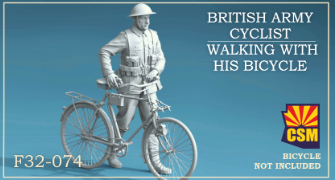 Copper State Models F32-074 British Army Cyclist walking with his Bicycle (3D-Printed)