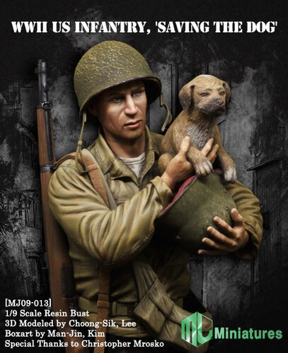 MJ Miniatures MJ09-013 US WWII Infantry - Saving the Dog