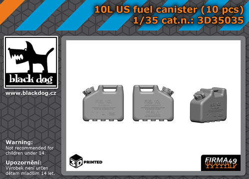 Black Dog 3D35035 US 10L Fuel Canister (10 pcs / 3D-Printed)