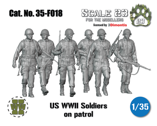 Scale23 35-F018 US WWII Soldiers on Patrol (3D-Printed)