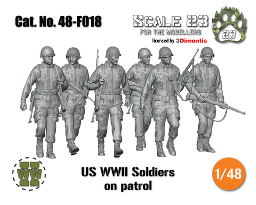 Scale23 48-F018 US WWII Soldiers on Patrol (3D-Printed)