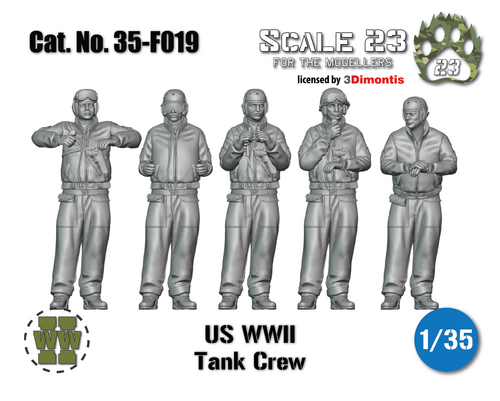 Scale23 35-F019 US WWII Tank Crew (3D-Printed)
