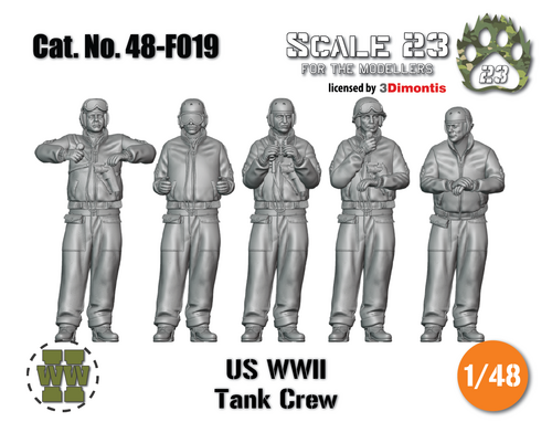 Scale23 48-F019 US WWII Tank Crew (3D-Printed)