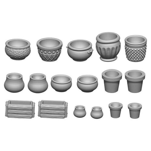 Green Stuff World 3094 Plant Pot Resin (17 pcs / 3D-Printed)
