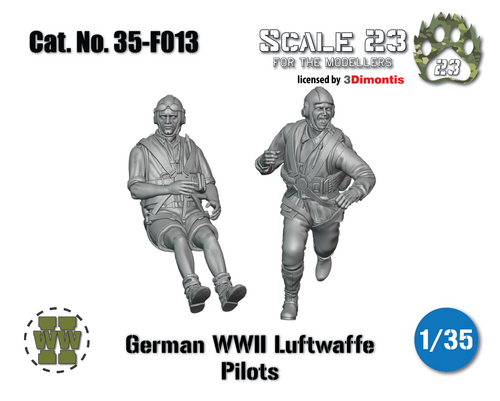 Scale23 35-F013 German WWII Luftwaffe Pilots (3D-Printed)