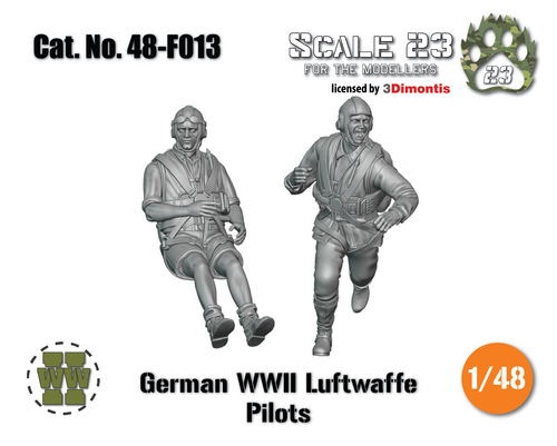 Scale23 48-F013 German WWII Luftwaffe Pilots (3D-Printed)