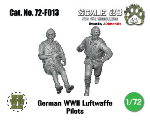 Scale23 72-F013 German WWII Luftwaffe Pilots (3D-Printed)