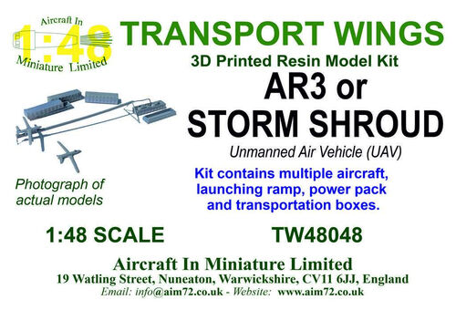 Aircraft In Miniature Ltd TW48048 AR3 or Storm Shroud Unmanned Air Vehicle (UAV) with Launching Ramp