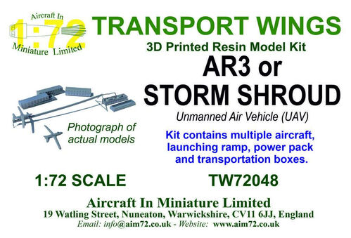 Aircraft In Miniature Ltd TW72048 AR3 or Storm Shroud Unmanned Air Vehicle (UAV) with Launching Ramp
