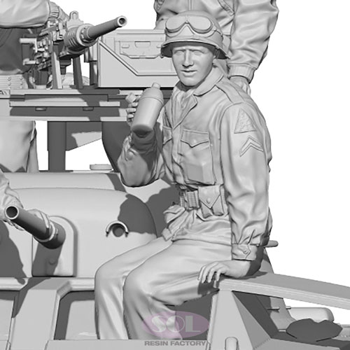 SOLMODEL MM731 US Army WWII M8 Crew 3 (3D-Printed)