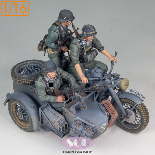 SOLMODEL MM874 German WWII Zundapp KS750 Motorcycle with Sidecar & 3 Troopers (3D-Printed)