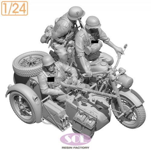 SOLMODEL MM907 German WWII Zundapp KS750 with Sidecar & 3 Troopers (3D printed kit)