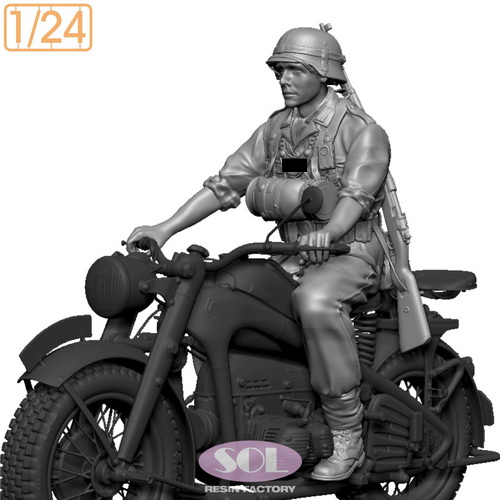 SOLMODEL MM908 German WWII Zundapp KS750 - Rider No.1 (3D-Printed)