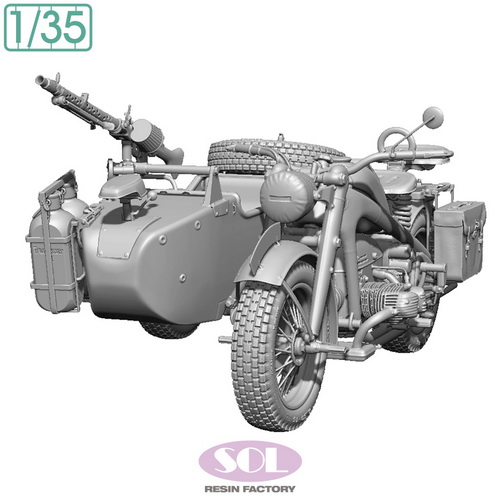 SOLMODEL MM880 German WWII Zundapp KS750 with Sidecar (3D-Printed)