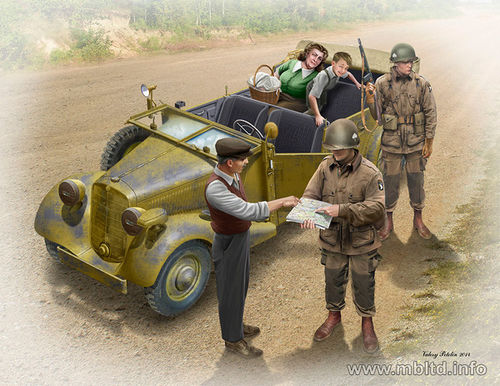 Master Box 35161B US Paratroopers and Civilians, 1945 (nie zawiera zamochodu/car not included)
