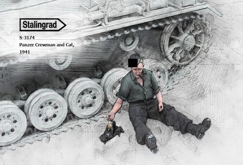 Stalingrad 3174 Panzer Crewman and Cat