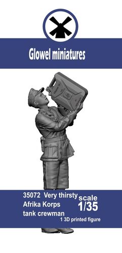 Glowel Miniatures 35072 Very Thirsty Afrika Korps Tank Crewman (1 Figure, 3D Printed)