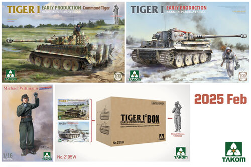 Takom 2195W Tiger I Box Early-Production Limited Edition (Early Command/Michael Wittmann + Early + 1/16 Michael Wittmann)