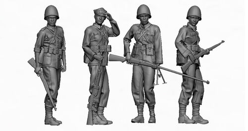Glowel Miniatures 72007 Polish Infantry Standing (4 Figures, 3D Printed)