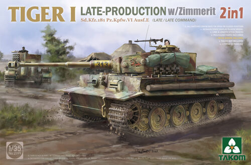 Takom 2199 Tiger I Late-Production With Zimmerit Sd.Kfz.181 Pz.Kpfw.VI Ausf.E (Late / Late Command) 2 In 1