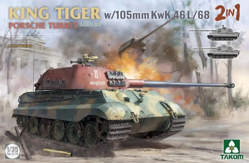 Takom 2178 Sd.Kfz.182 King Tiger Porsche Turret With 105mm KwK 46L/68 (2 In 1)