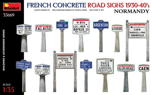 MiniArt 35669 French Concrete Road Signs 1930-40's. Normandy