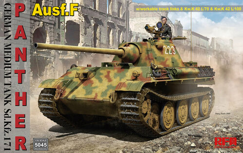 Rye Field Model RM-5045 German Medium Tank Sd.Kfz.171 Panther Ausf.F w/workable track links & Kw.K 42 L/70 & Kw.K 42 L/100