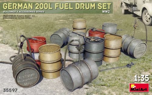 MiniArt 35597 German 200 Liter Fuel Drum Set