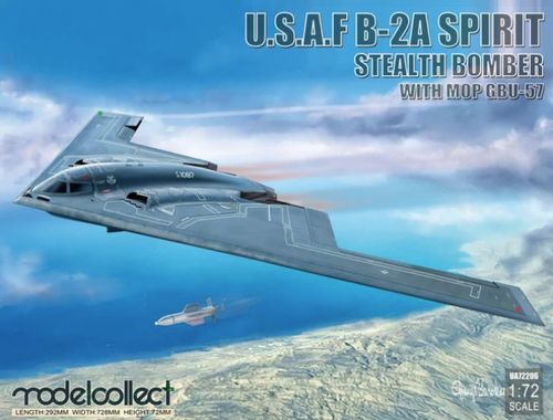Model Collect UA72206 USAF B-2A Spirit Stealth Bomber with Mop GBU-57