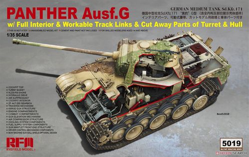 Rye Field Model RM-5019 Panther Ausf.G with Full Interior & Cut Away Parts