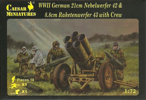 Caesar Miniatures H093 WWII German 21cm Nebelwerfer 42 & 8,8 Raketenwerfer 43 w Crew