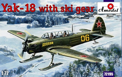 A-Model 72195 Soviet Yakovlev Yak-18 Tandem Two-Seat Trainer Aircraft on skis