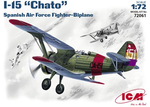 ICM 72061 Polikarpov I-15 Chato Spanish Republican Air Force fighter-biplane
